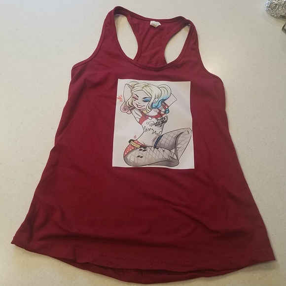 www.dopeazzteez.com | Tops | Harley Quinn Racer Back Tee | Poshmark